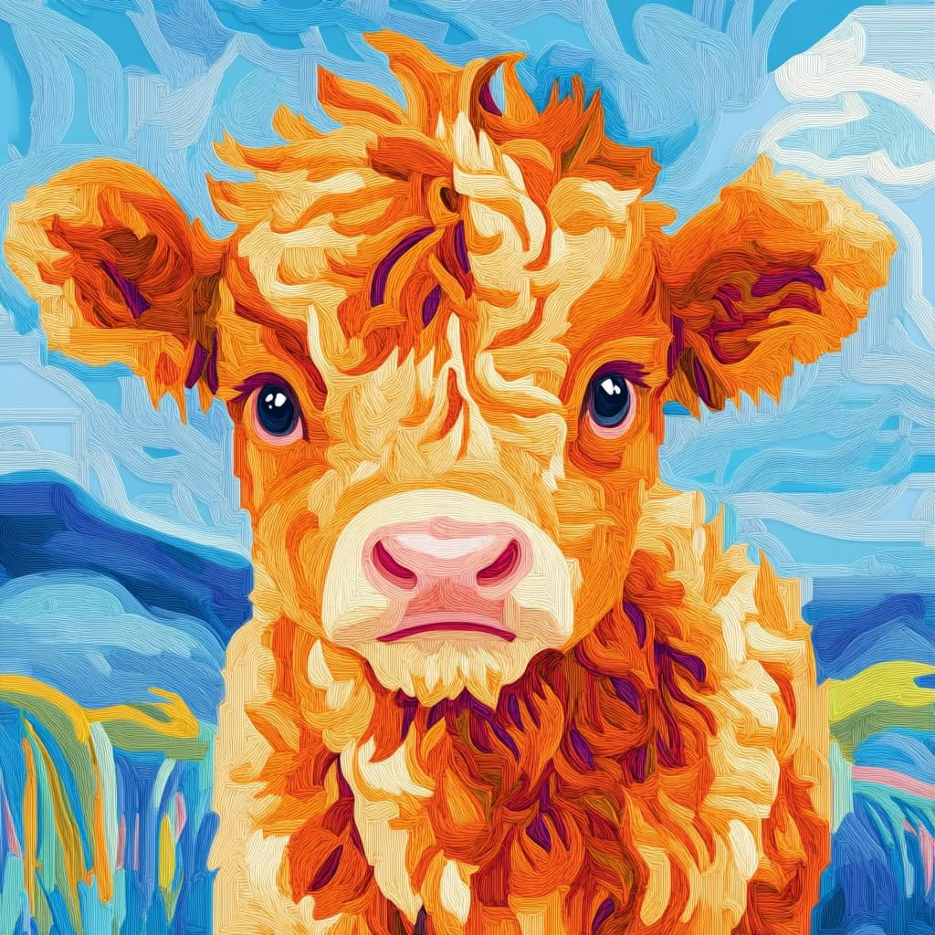 DIY Punch Needle Kits for Beginners Cute Cartoon Highland Cow with Pure ...