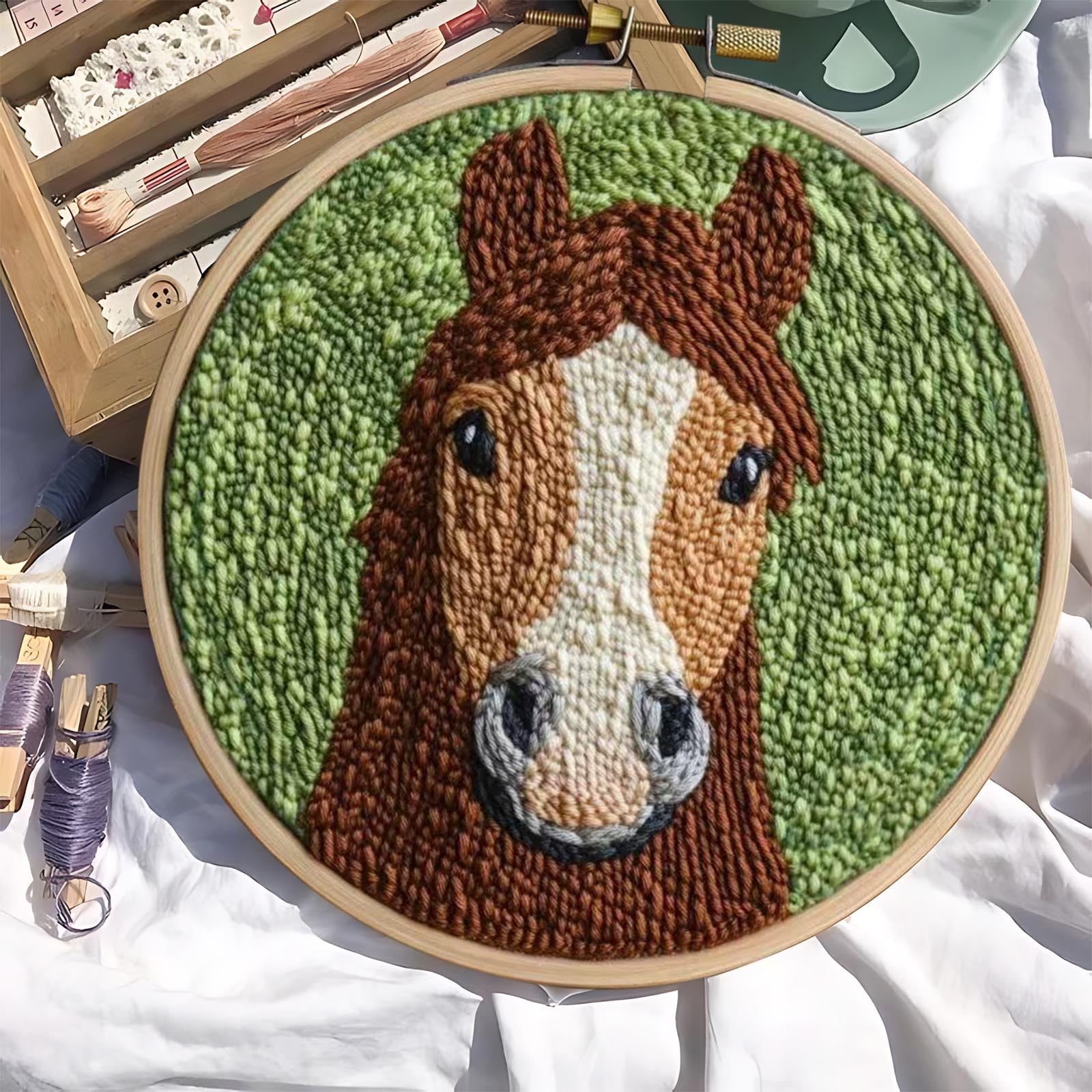 DIY Punch Needle Kits For Beginners Cute Cartoon Lamb With Daisy Flower ...