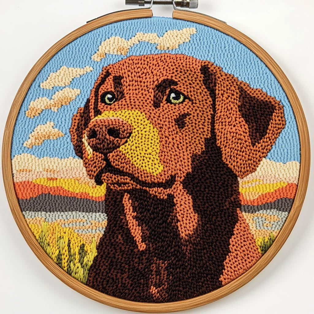 DIY Punch Needle Kits for Beginners Cute Chesapeake Bay Retriever with ...