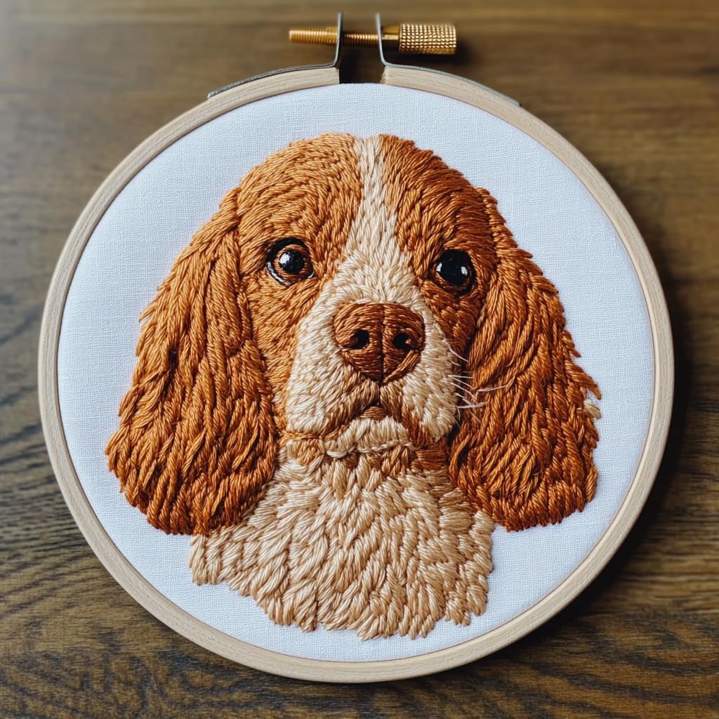 DIY Punch Needle Kits for Beginners Cute Cocker Spaniel Dog with Hoop ...