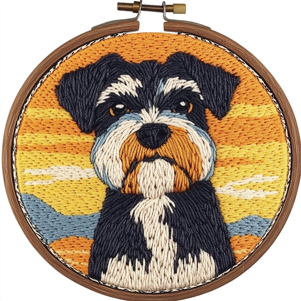 DIY Punch Needle Kits for Beginners Cute Miniature Schnauzer Dog with ...