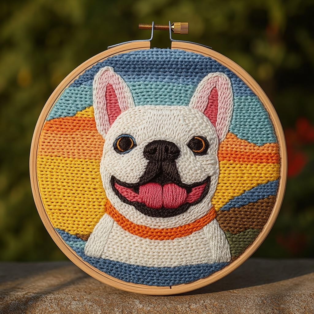 DIY Punch Needle Kits for Beginners Cute White French Bulldog with ...