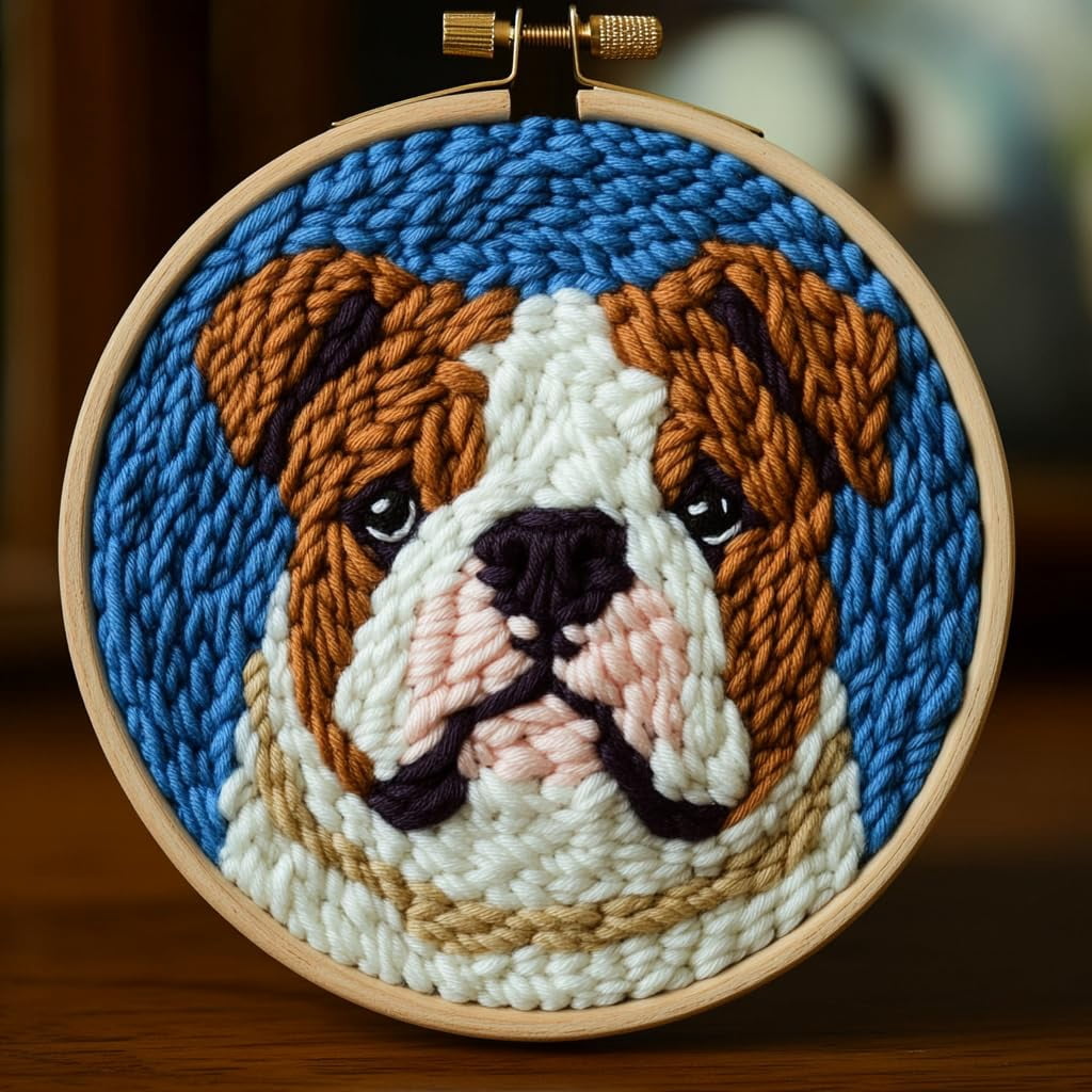 DIY Punch Needle Kits for Beginners English Bulldog with Hoop Punch ...