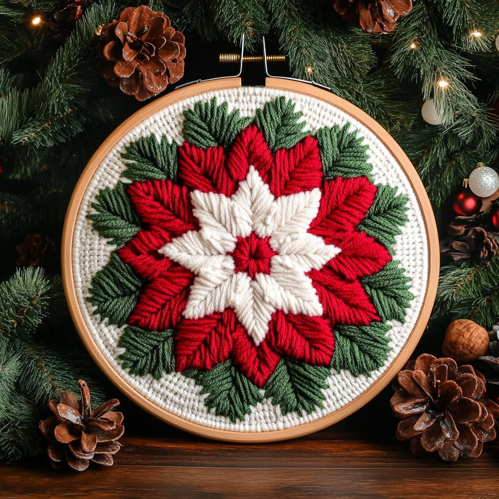 DIY Punch Needle Kits for Beginners Mandala Christmas Flower with Hoop ...