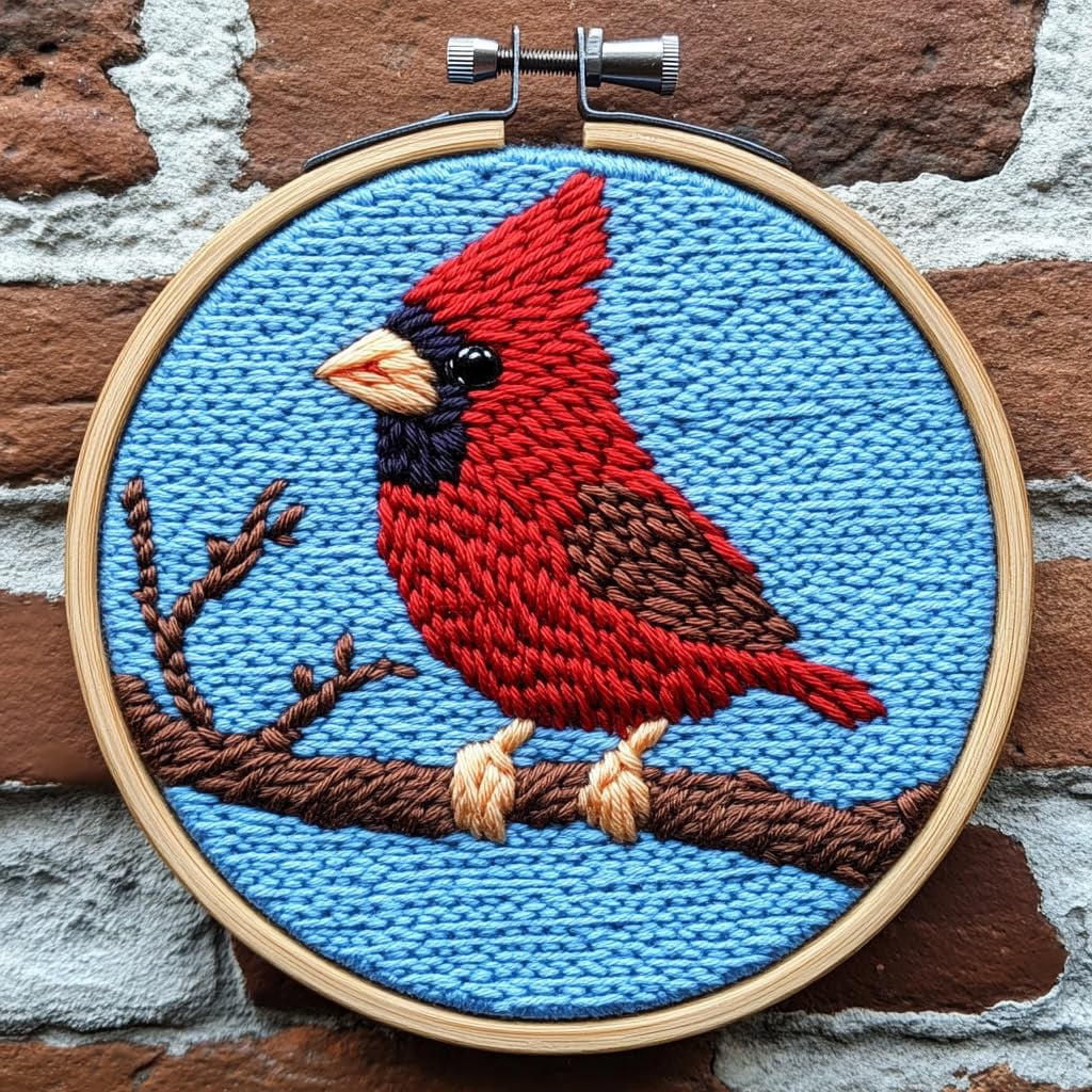 DIY Punch Needle Kits for Beginners Northern Red Cardinal Stand on ...