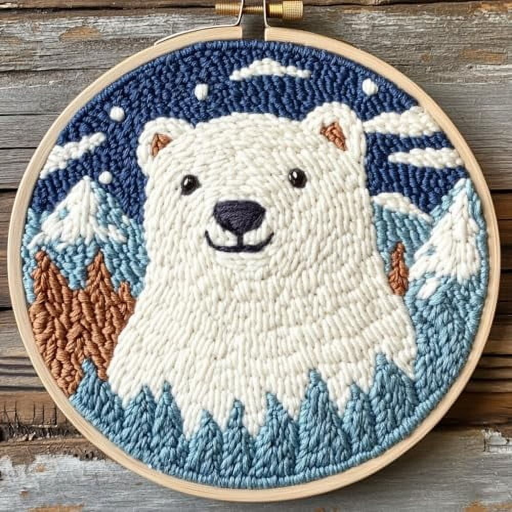 DIY Punch Needle Kits for Beginners Polar Bear with Snow Mountain ...