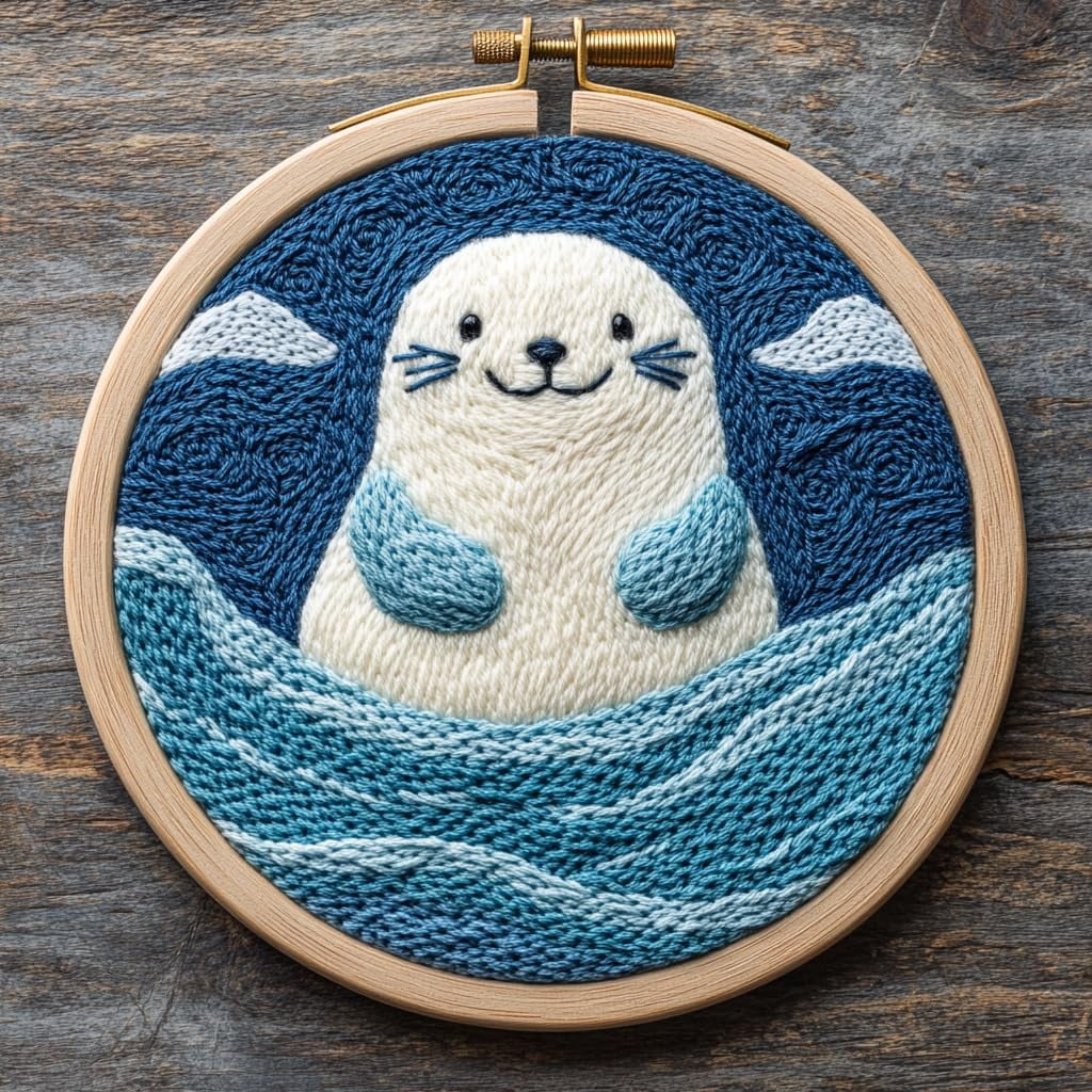 DIY Punch Needle Kits for Beginners Seal with Hoop Embroidery Punch ...