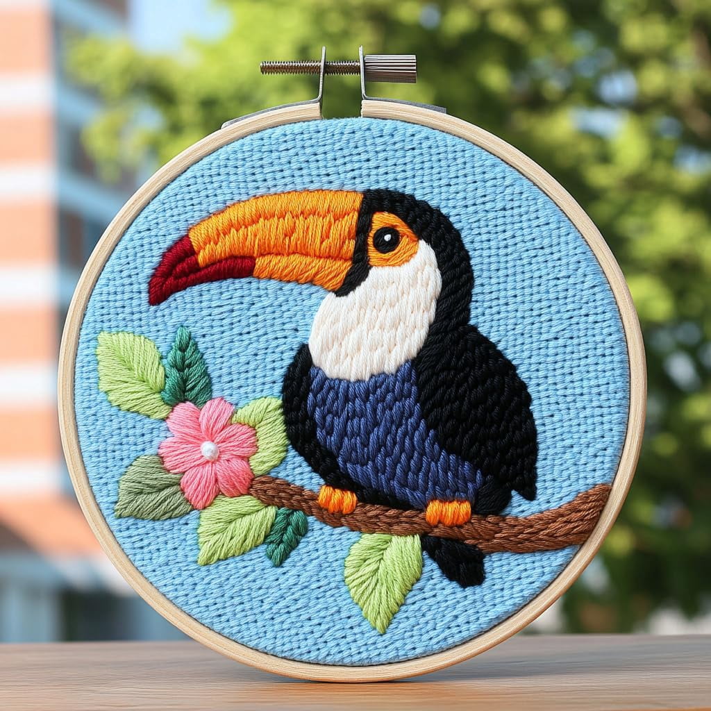 DIY Punch Needle Kits for Beginners Toucan Bird on Branch with Hoop ...
