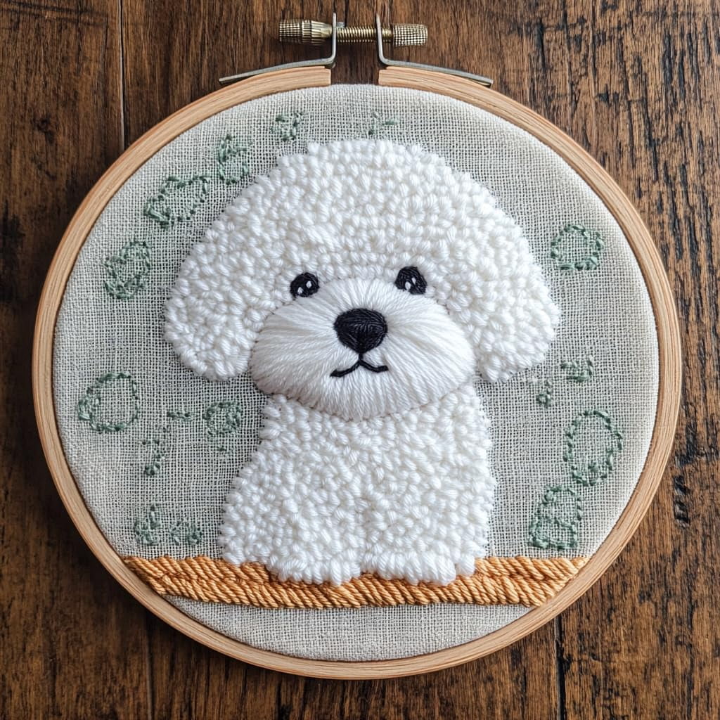 DIY Punch Needle Kits Bichon Frise Dog Easy for Beginners Punch Needle ...