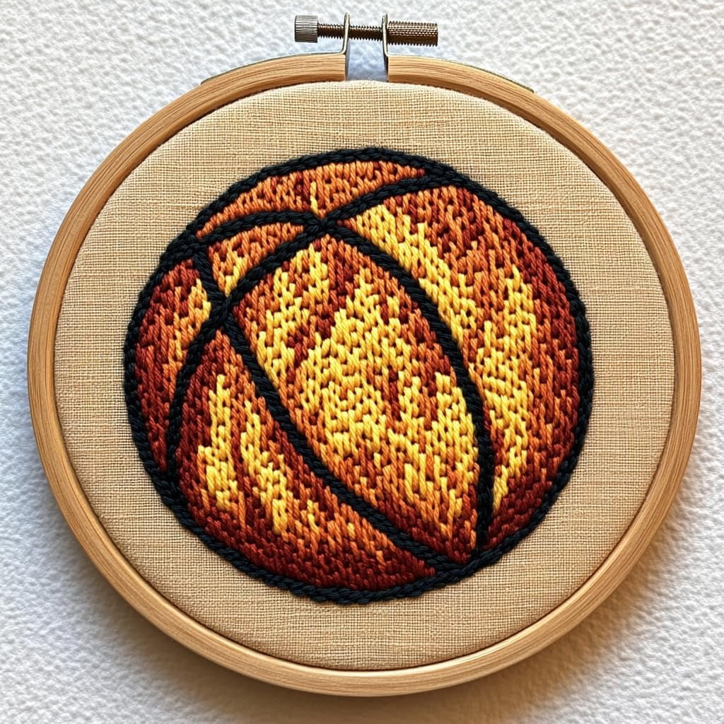 DIY Punch Needle Kits Cartoon Basketball in Fire Embroidery Punch ...