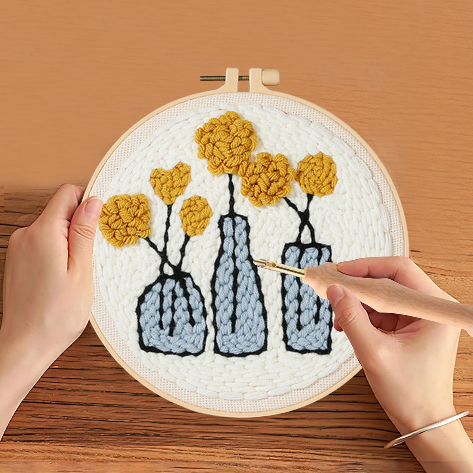 DIY Punch Needle Kits Cartoon Butterfly Daisy Flower Embroidery Punch ...