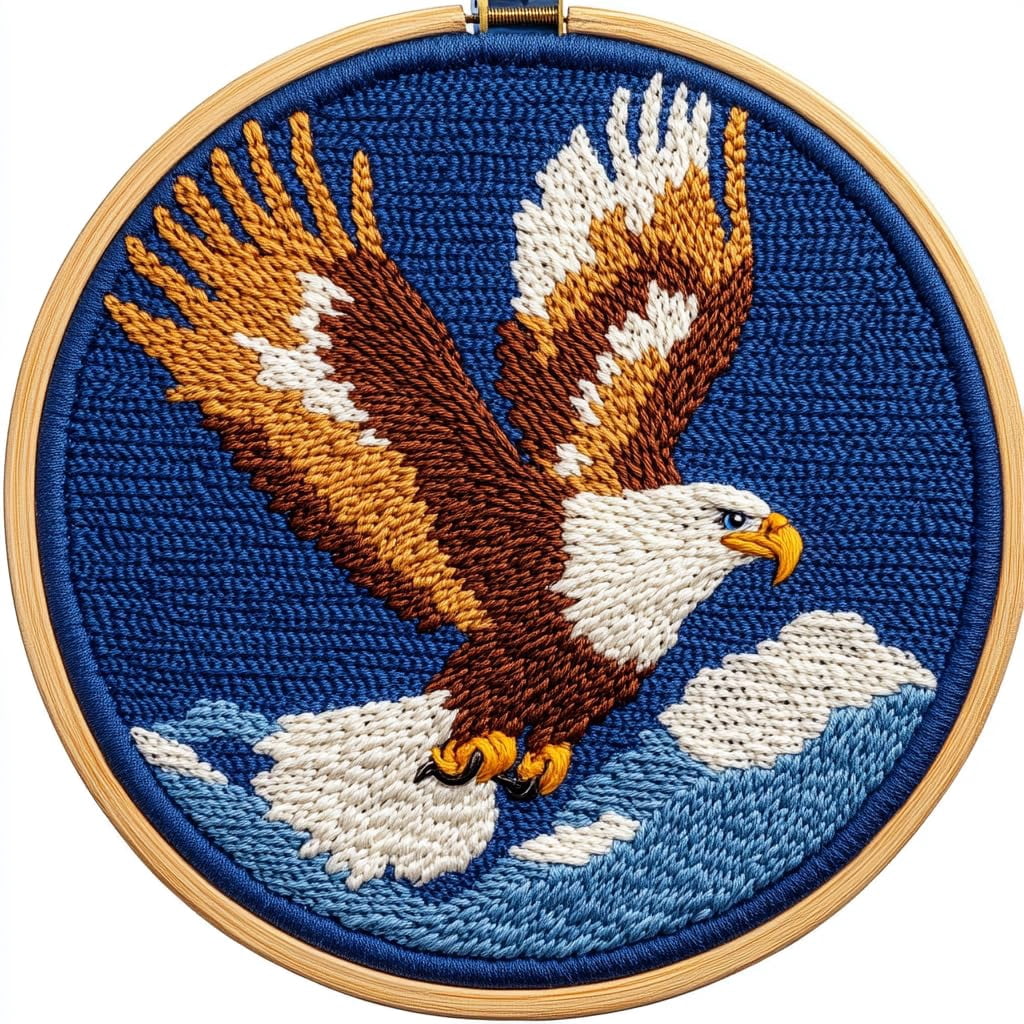 DIY Punch Needle Kits Cartoon Flying Eagle Embroidery Punch Needle ...
