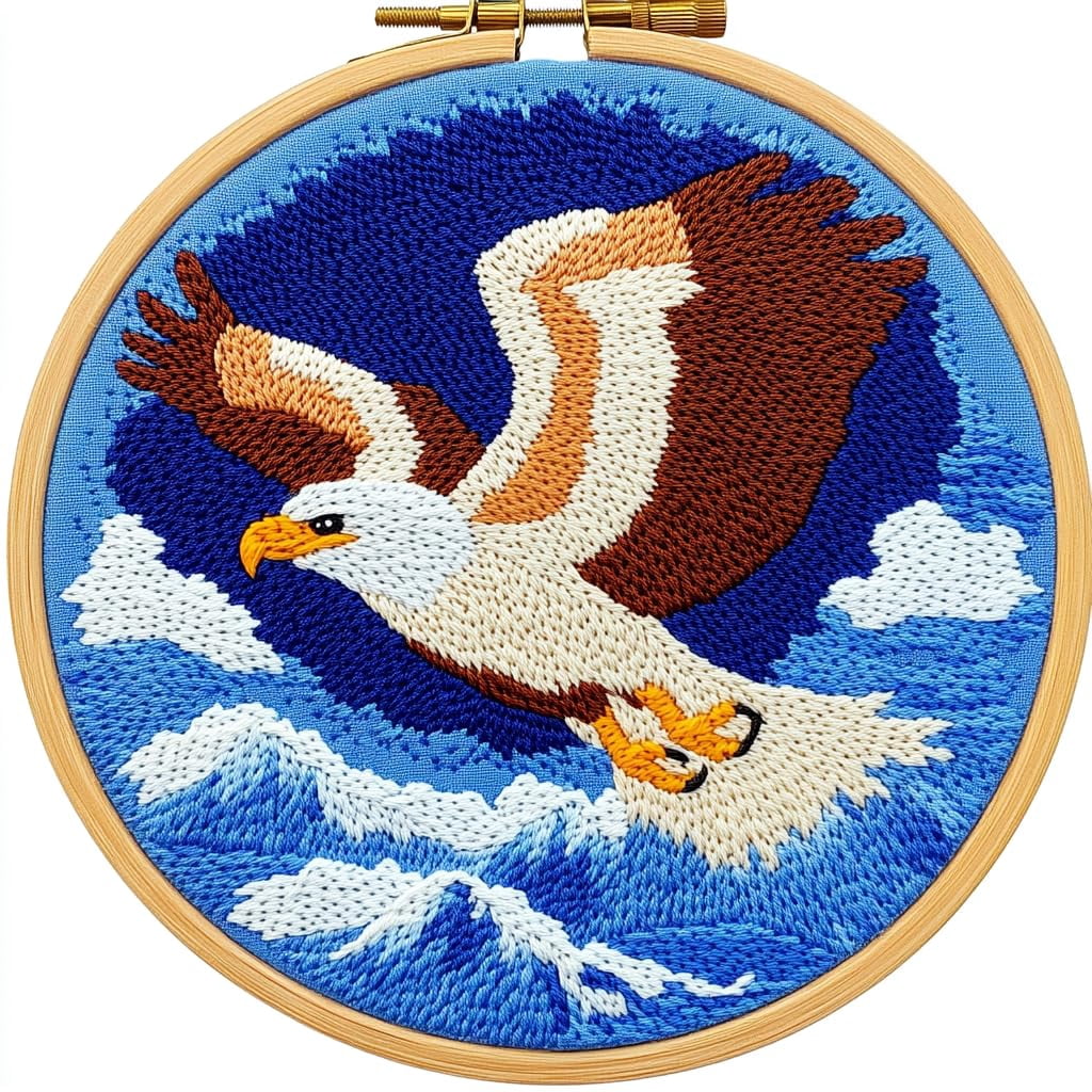 DIY Punch Needle Kits Cartoon Flying Eagle Embroidery Punch Needle ...