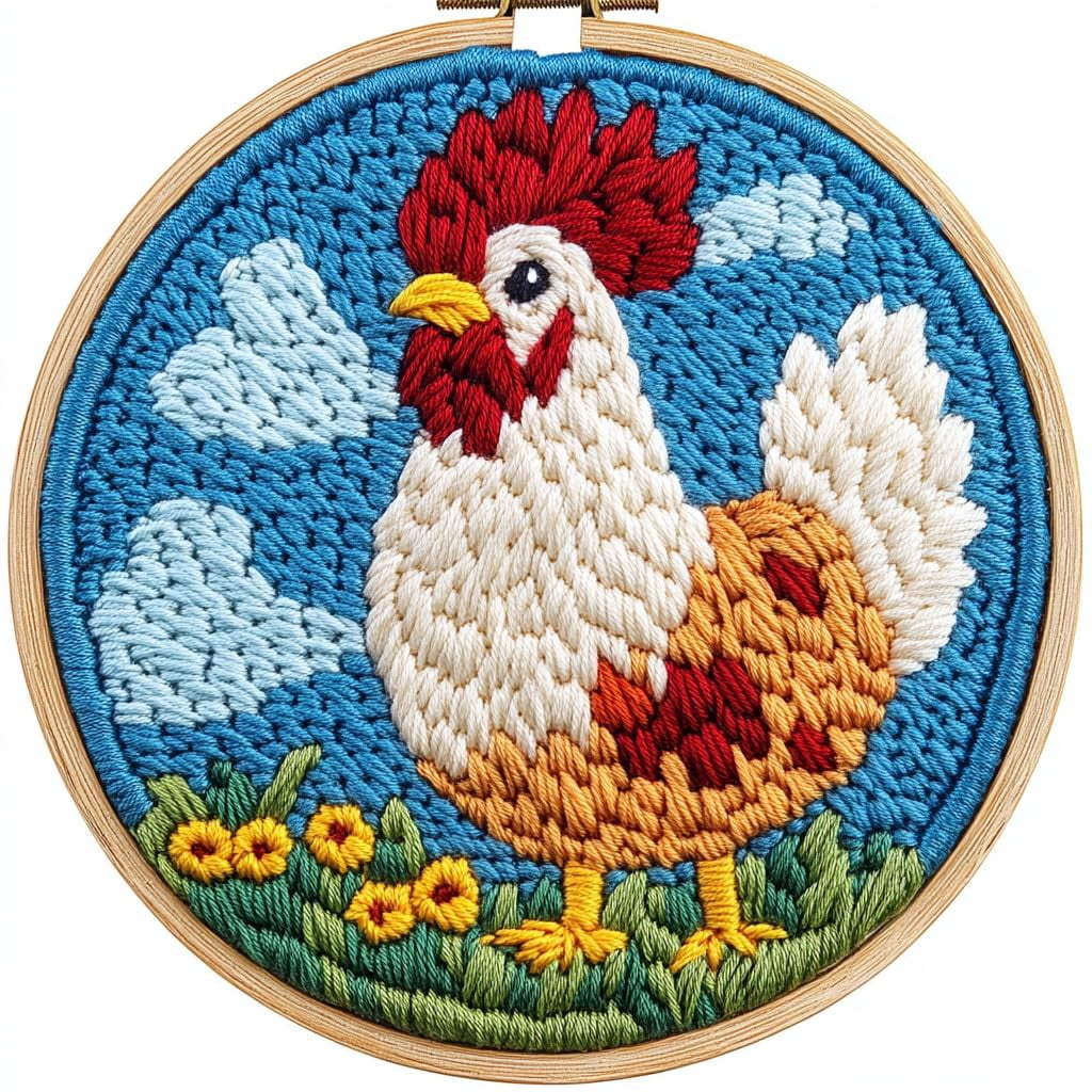 DIY Punch Needle Kits Cartoon Rooster Easy for Beginners Punch Needle ...