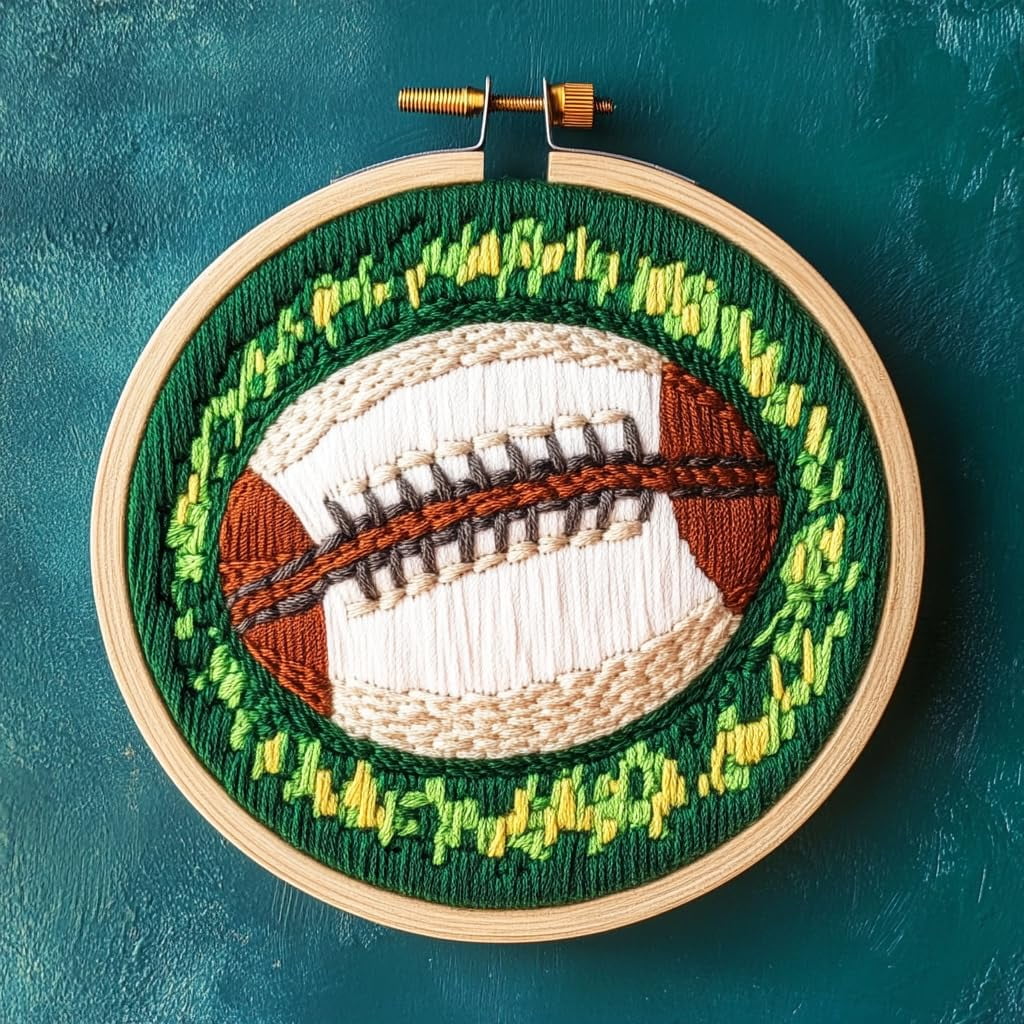 DIY Punch Needle Kits Cartoon Rugby Ball Embroidery Punch Needle ...