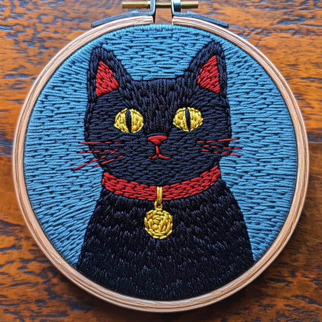 DIY Punch Needle Kits Cute Black Cat Easy for Beginners Punch Needle ...