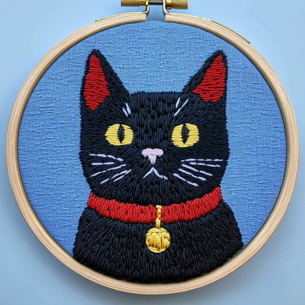 DIY Punch Needle Kits Cute Black Cat Easy for Beginners Punch Needle ...