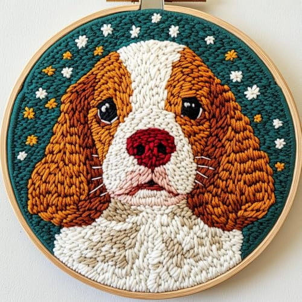 DIY Punch Needle Kits Cute Cartoon Cocker Spaniel Dog Christmas ...