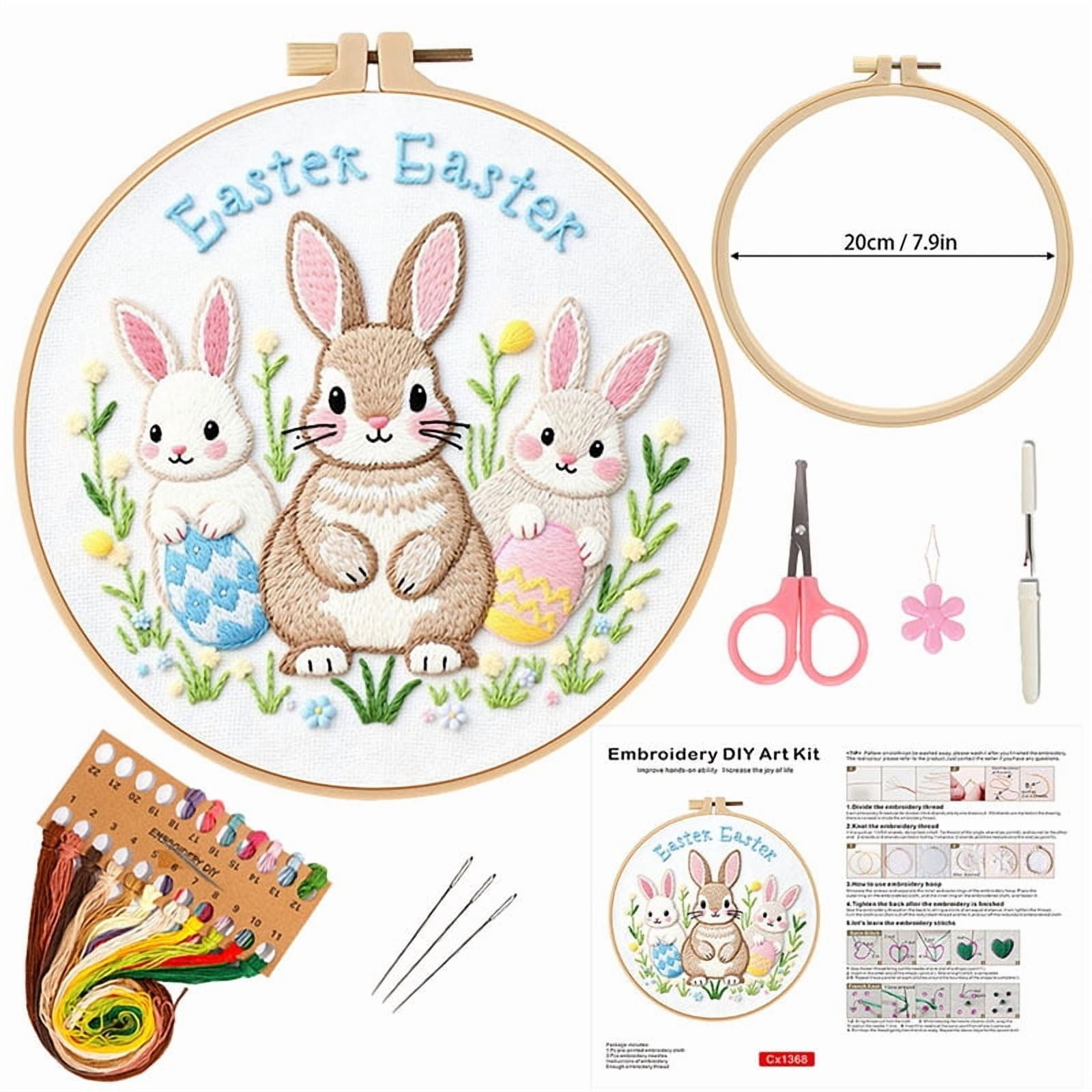 DIY Punch Needle Kits Cute Cartoon Happy Easter Rabbit and Eggs ...