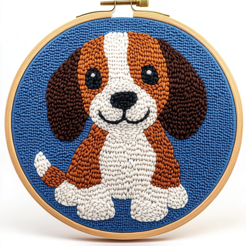 DIY Punch Needle Kits Cute Cartoon Puppy Beagles Dog Dog Embroidery ...