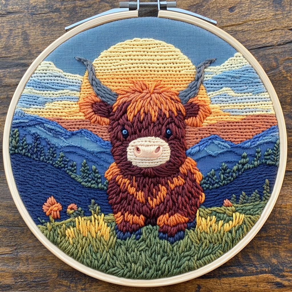 DIY Punch Needle Kits Cute Highland Cow and Sunset Easy for Beginners ...
