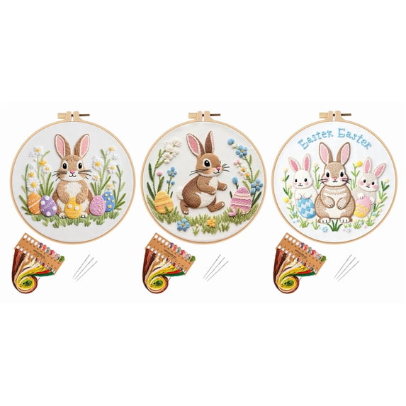 DIY Punch Needle Kits A Cute White Rabbit Happy Easter Easy for ...