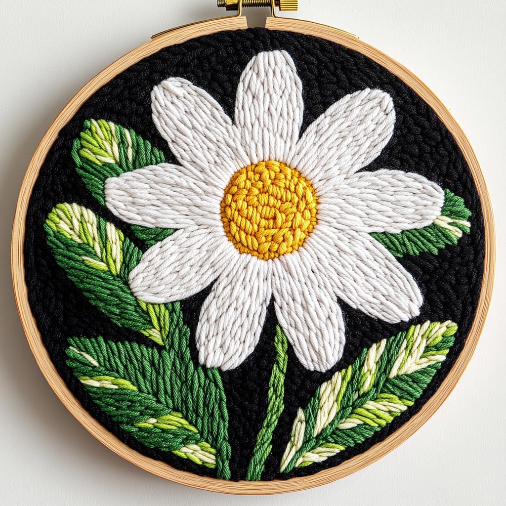 DIY Punch Needle Kits Daisy Flower Green Leaves Easy for Beginners ...