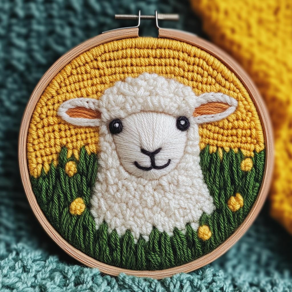 DIY Punch Needle Kits Little Sheep in Grass Easy for Beginners Punch ...