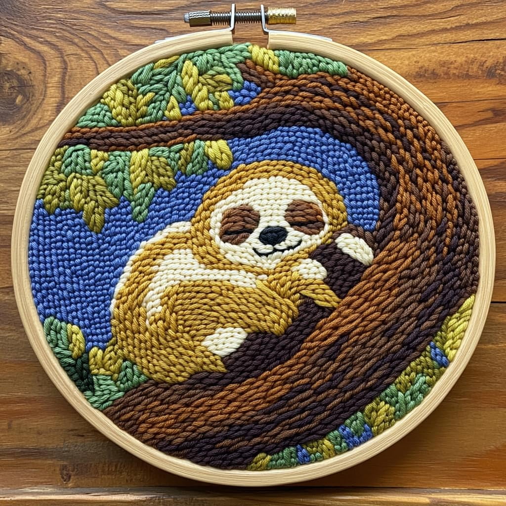 DIY Punch Needle Kits Little Sloth Sleep on Tree Easy for Beginners ...