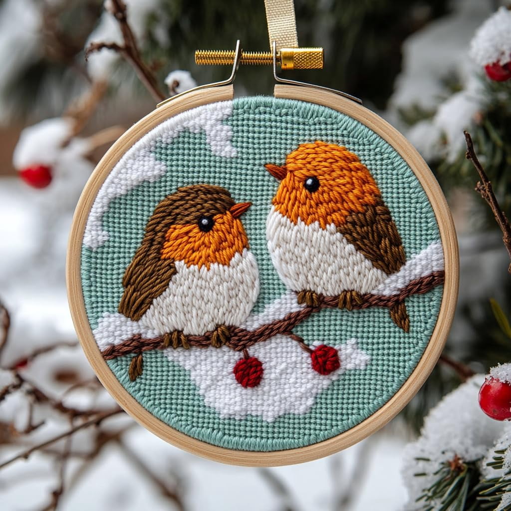 DIY Punch Needle Kits Pair Of Cartoon Cute Robbin Birds Easy for ...