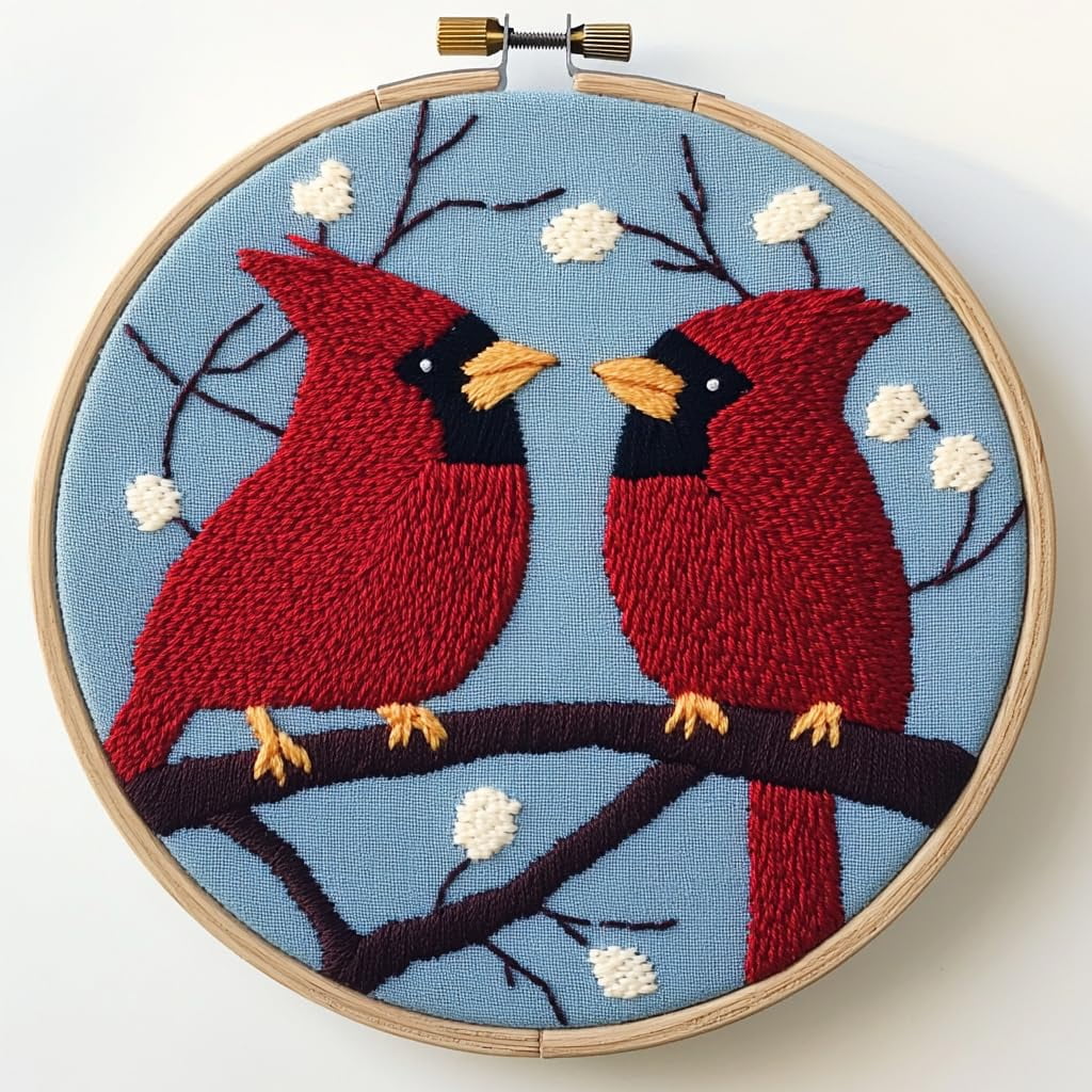 DIY Punch Needle Kits Pair Of Red Cardinal Easy for Beginners Punch ...