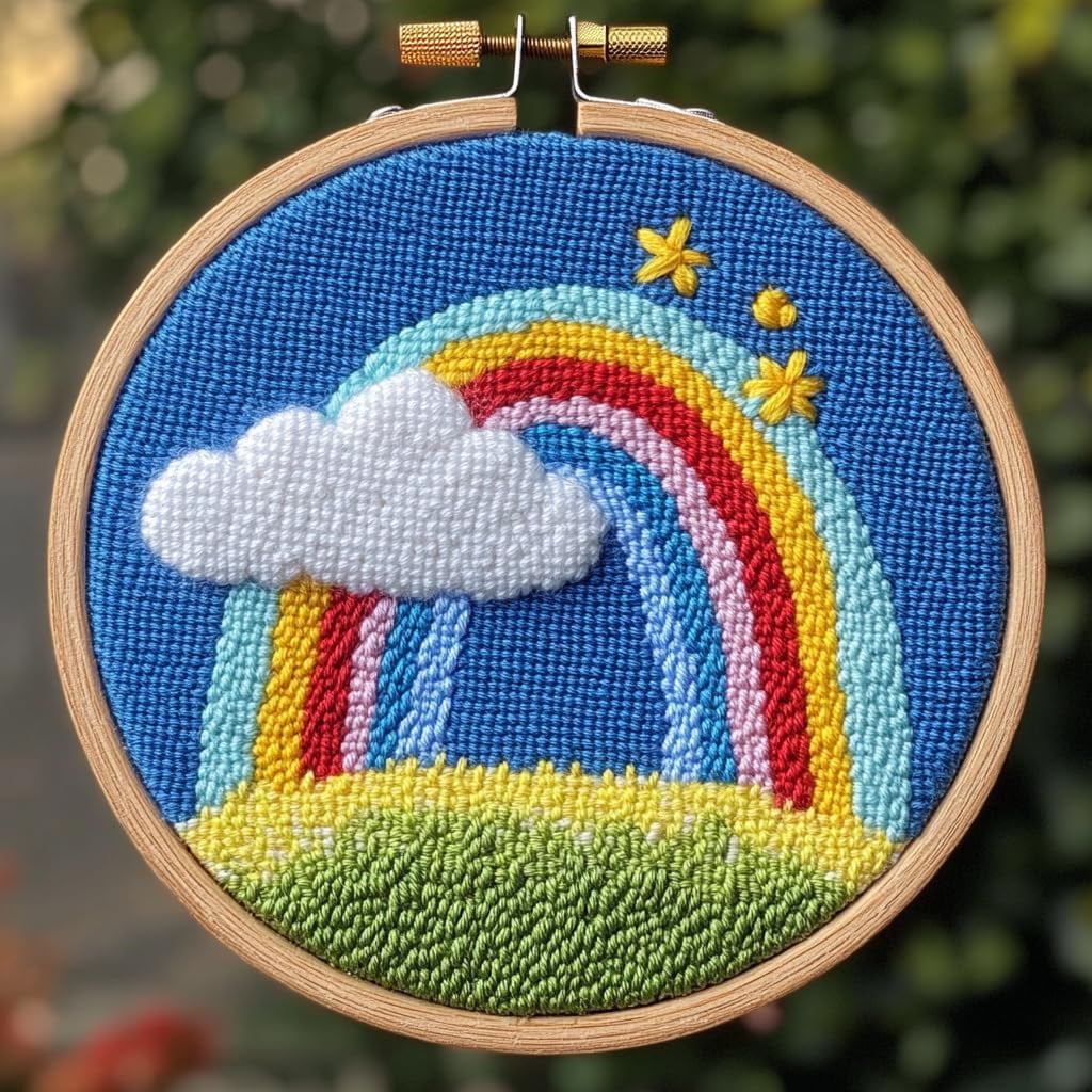 DIY Punch Needle Kits Rainbow and Cloud Grass Easy for Beginners Punch ...