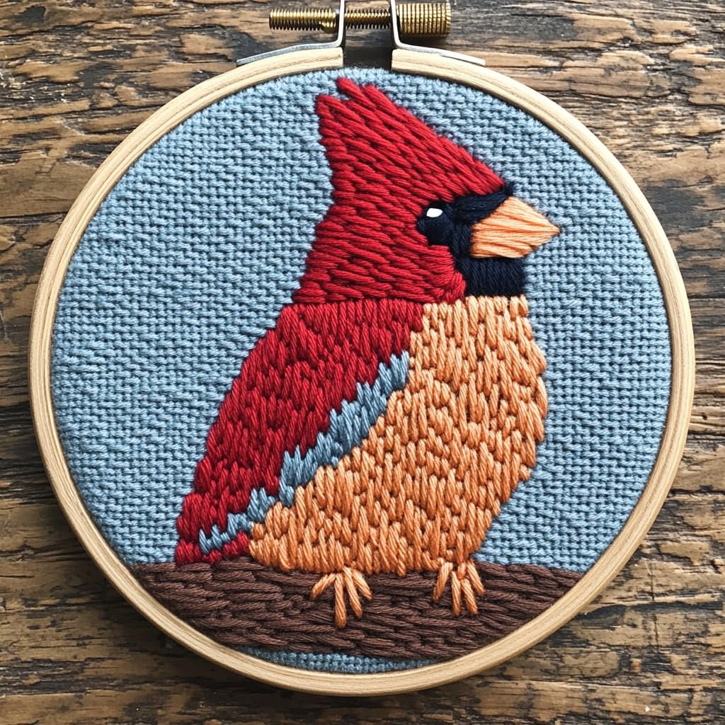 DIY Punch Needle Kits Red Cardinal Bird Easy for Beginners Punch Needle ...