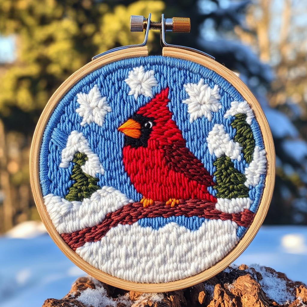 DIY Punch Needle Kits Red Cardinal and Snow Easy for Beginners Punch ...