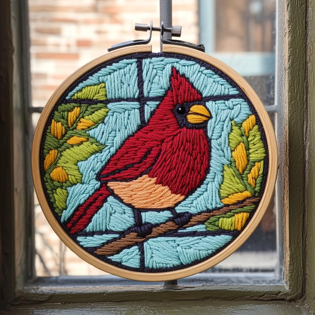 DIY Punch Needle Kits Red Cardinal on Window Easy for Beginners Punch ...