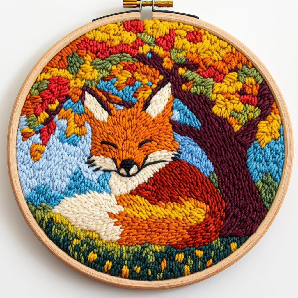 DIY Punch Needle Kits Red Fox under Tree Easy for Beginners Punch ...