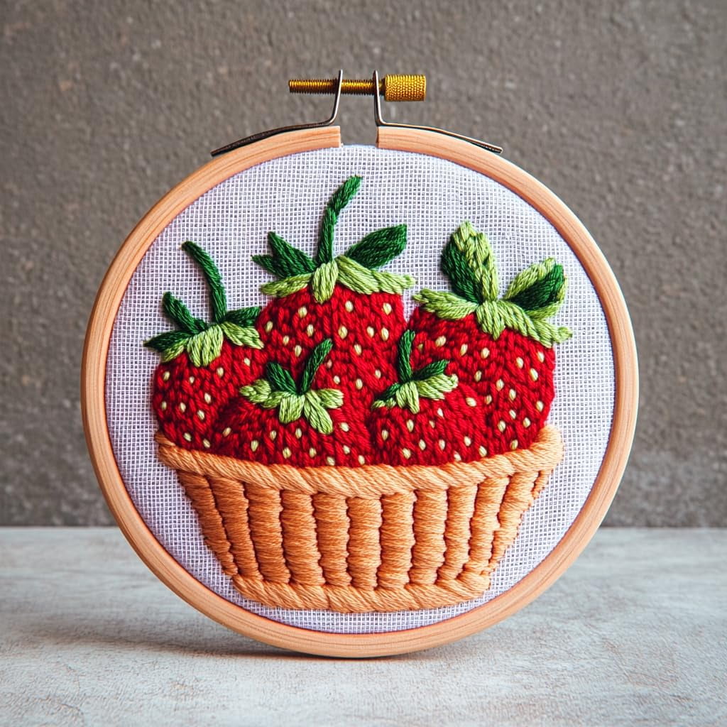 DIY Punch Needle Kits Red Strawberries in Basket Easy for Beginners ...