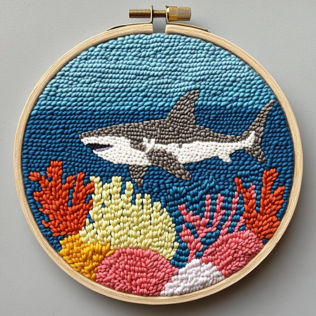 DIY Punch Needle Kits Sea Shark and Corals Easy for Beginners Punch ...