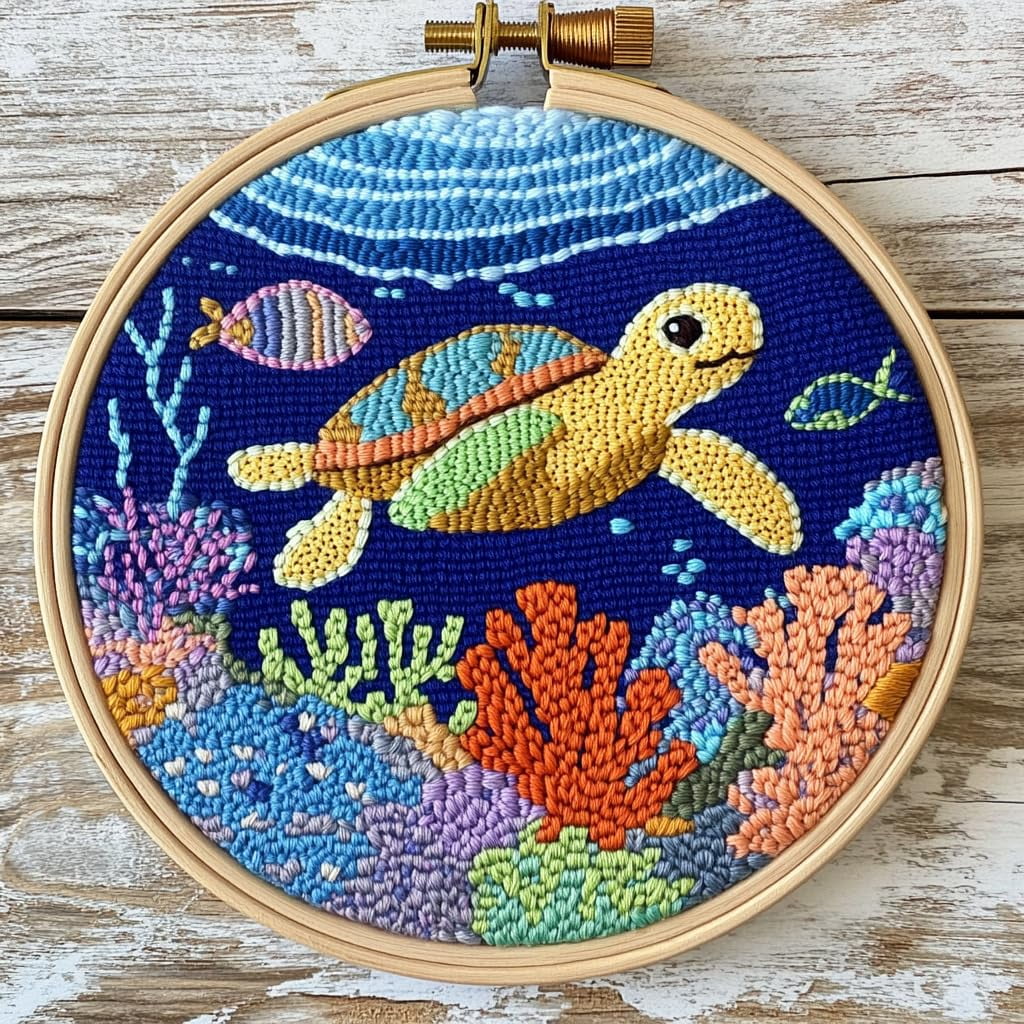 DIY Punch Needle Kits Sea Turtle Swimming Easy for Beginners Punch ...
