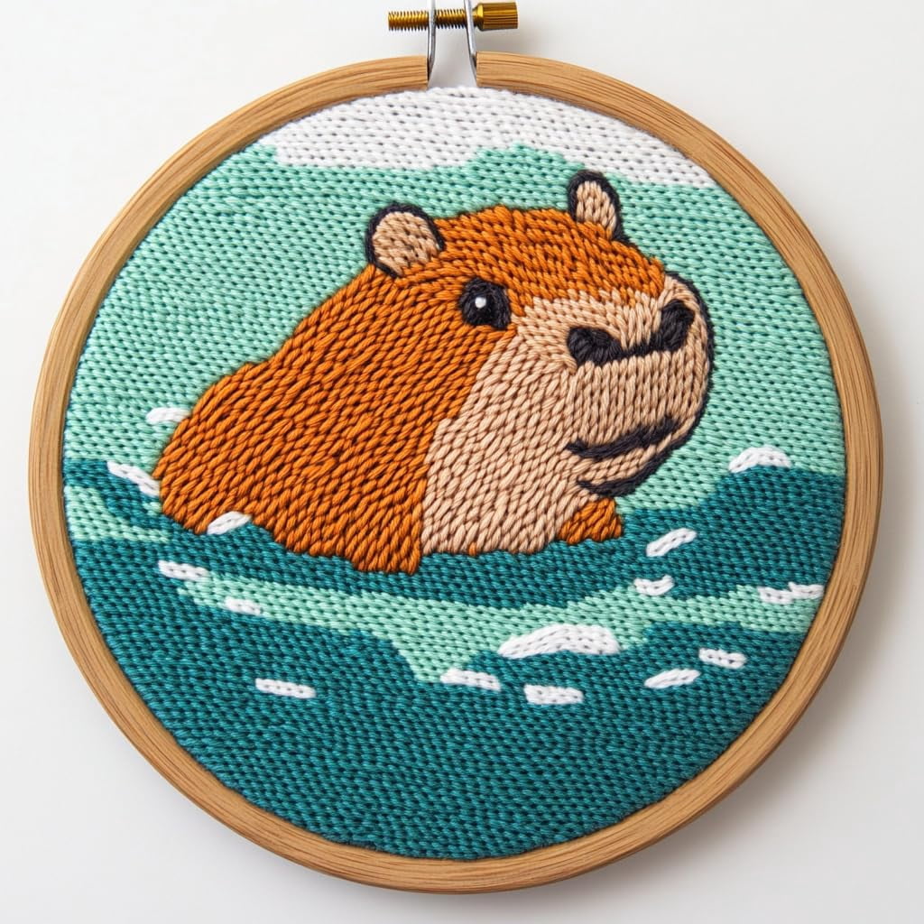 DIY Punch Needle Kits Swimming Capybara Easy for Beginners Punch Needle ...