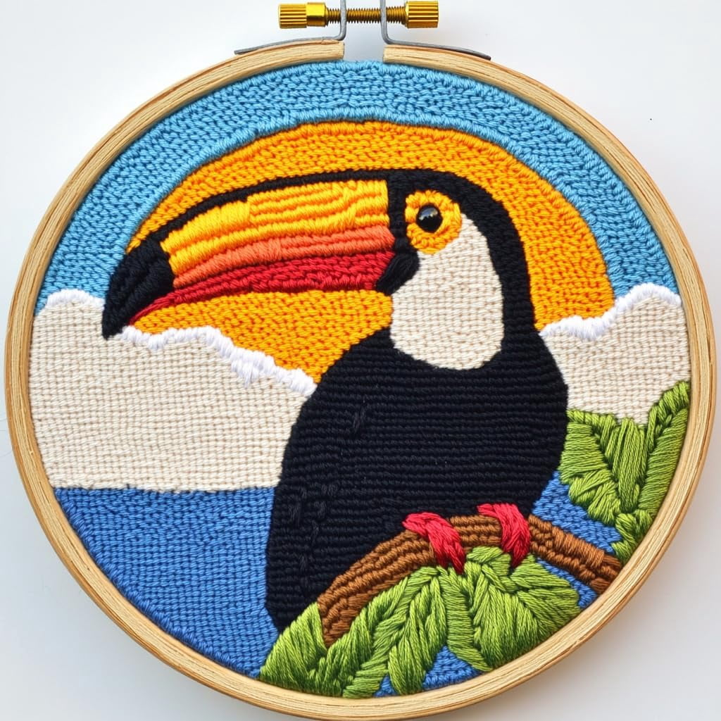 DIY Punch Needle Kits Toucan Bird on Tree Easy for Beginners Punch ...