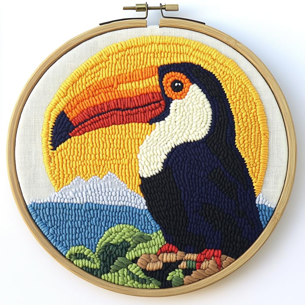 DIY Punch Needle Kits Toucan Bird on Tree Easy for Beginners Punch ...