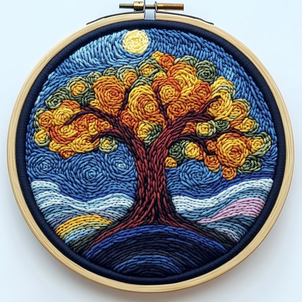 DIY Punch Needle Kits Tree under Moon Easy for Beginners Punch Needle ...