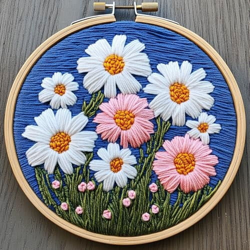 DIY Punch Needle Kits White Daisy Flowers Embroidery Punch Needle ...