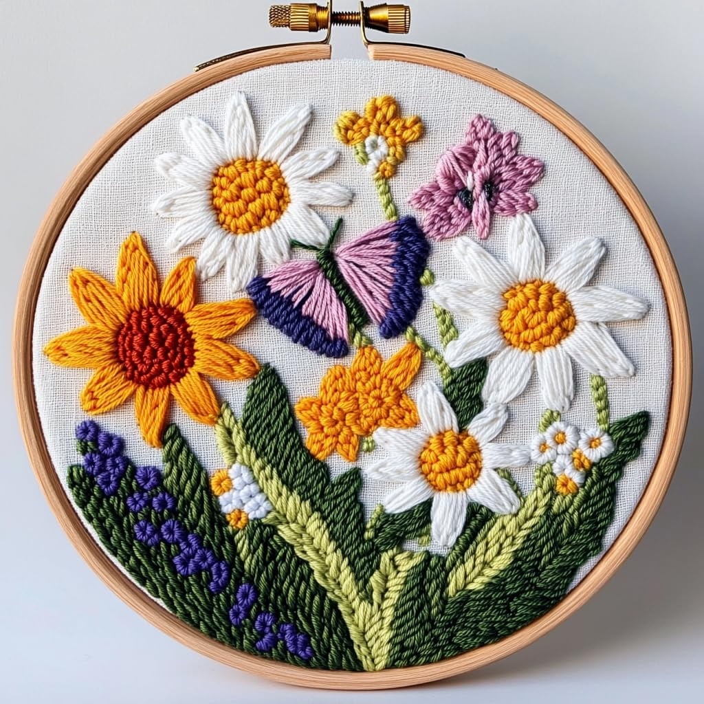 DIY Punch Needle Kits Wild Daisy Flowers and Butterflies Easy for ...