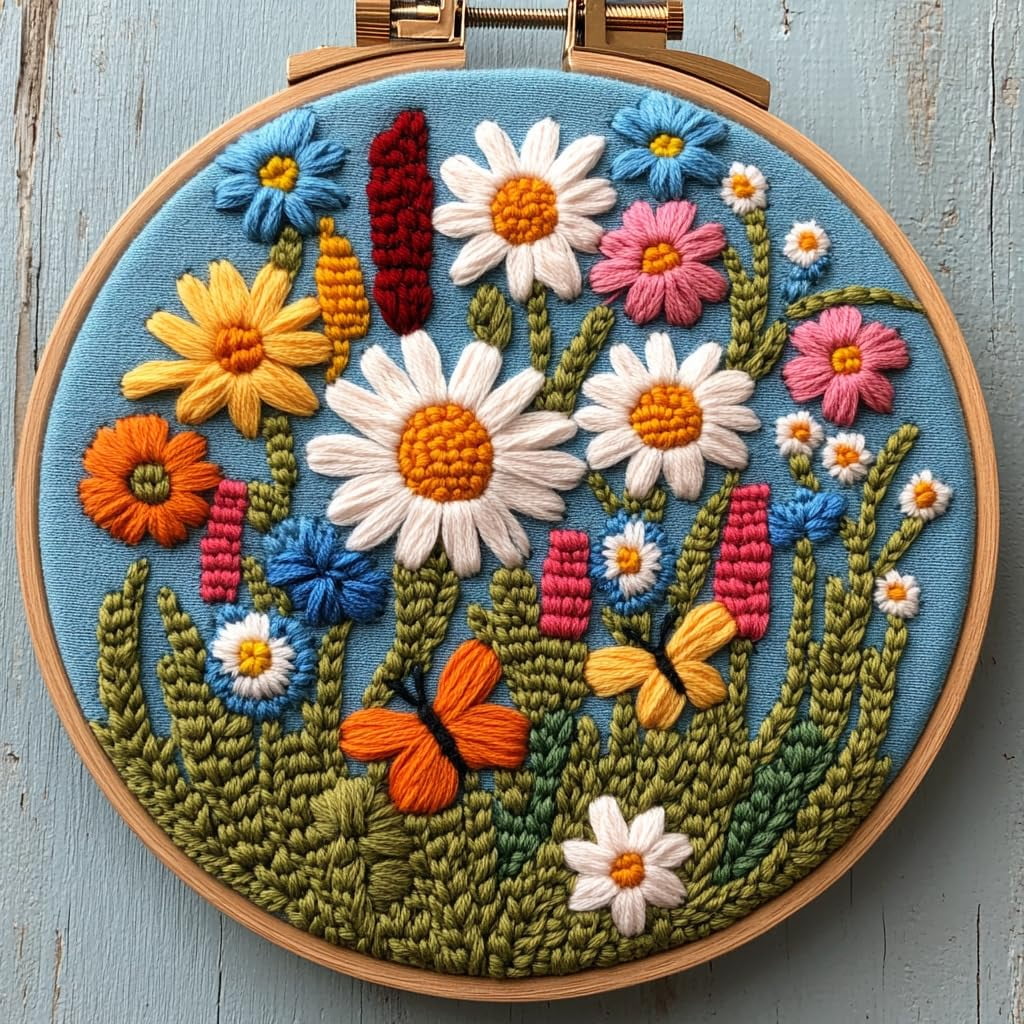 DIY Punch Needle Kits Wild Daisy Flowers and Butterflies Easy for ...