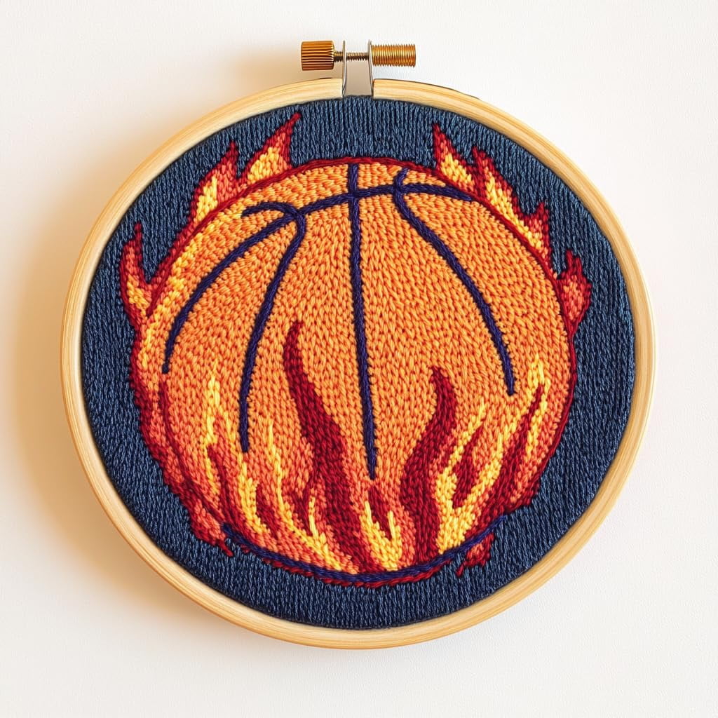 DIY Punch Needle kits Basketball in Fire Easy for Beginners Punch ...