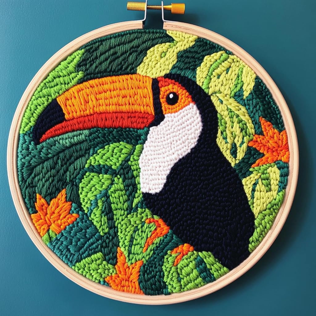 DIY Punch Needle kits A Cartoon Cute Toucan Bird Easy for Beginners ...