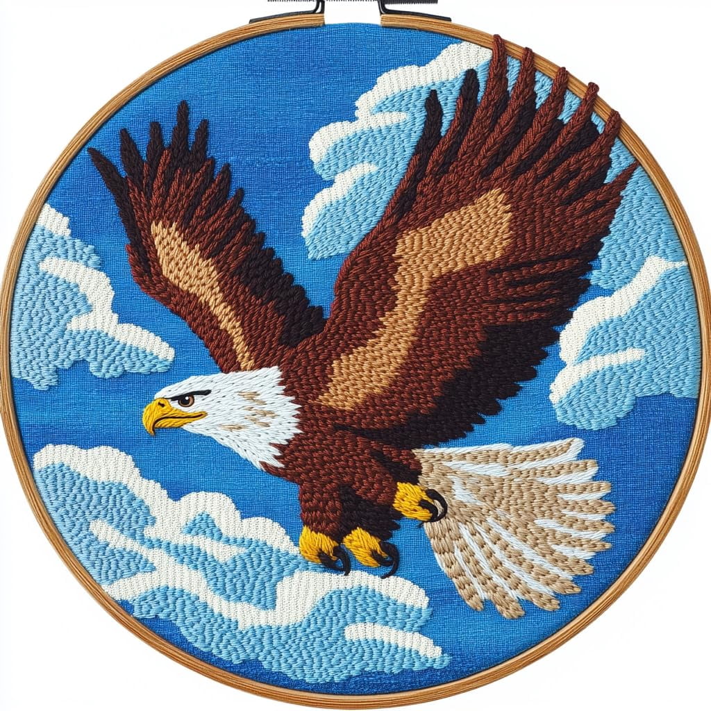 DIY Punch Needle kits A Cartoon Flying Eagle Easy for Beginners Punch ...