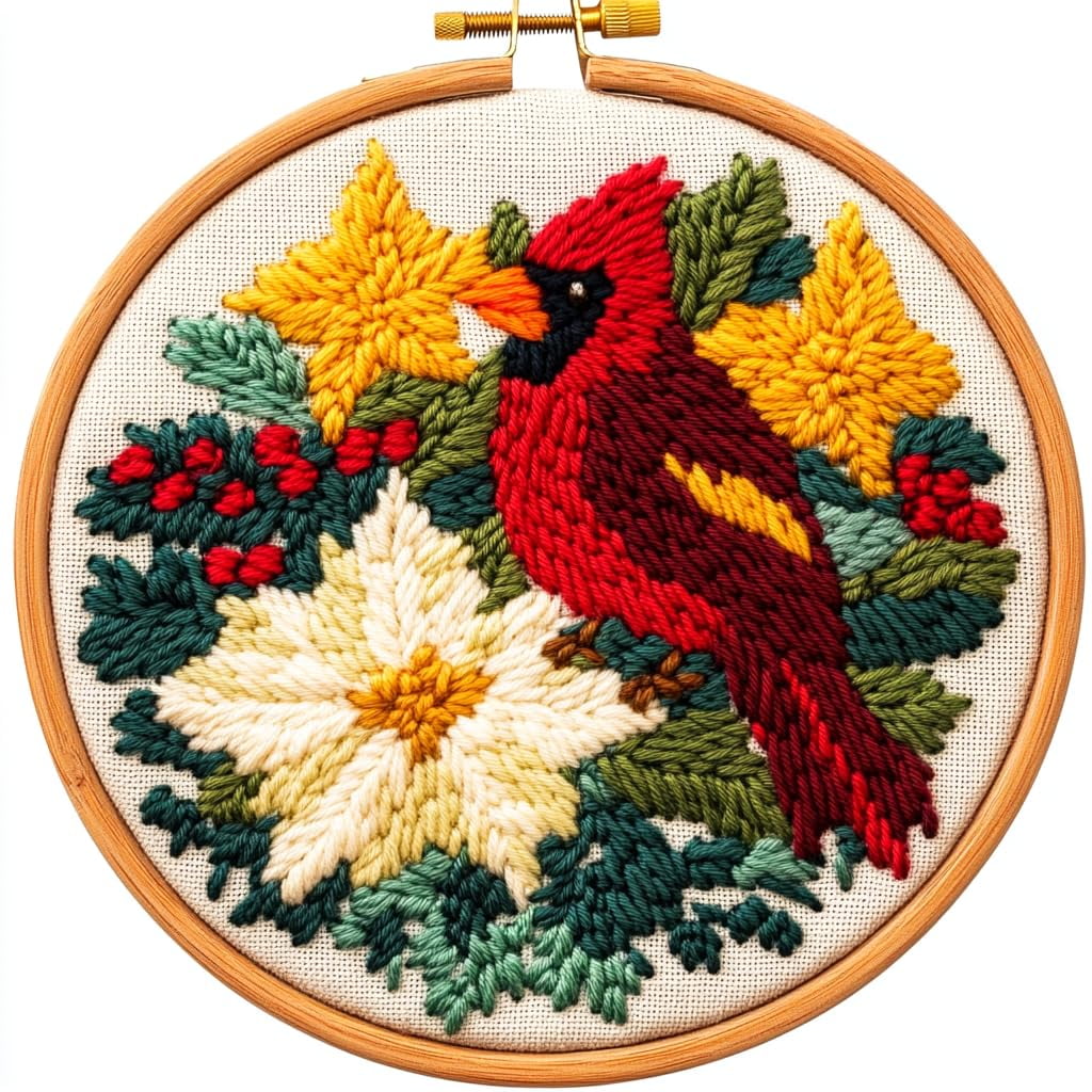 DIY Punch Needle kits Christmas Flowers Cardinal Bird Easy for ...